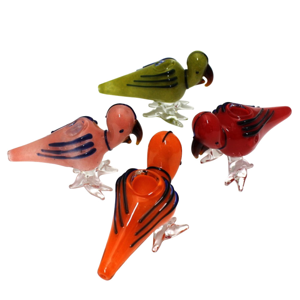 6'' Parrot Shape Assorted Color Glass Hand Pipe Big Size