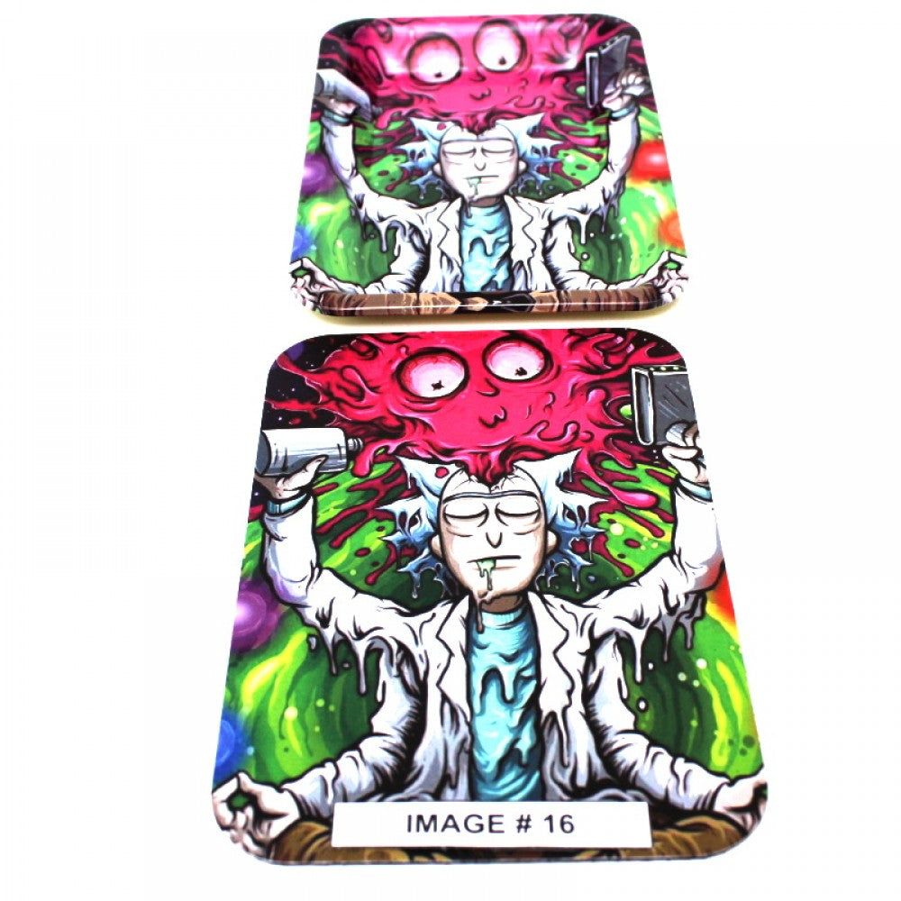 7" x 5" Two Part Art Metal Rolling Tray with Magnetic Lid