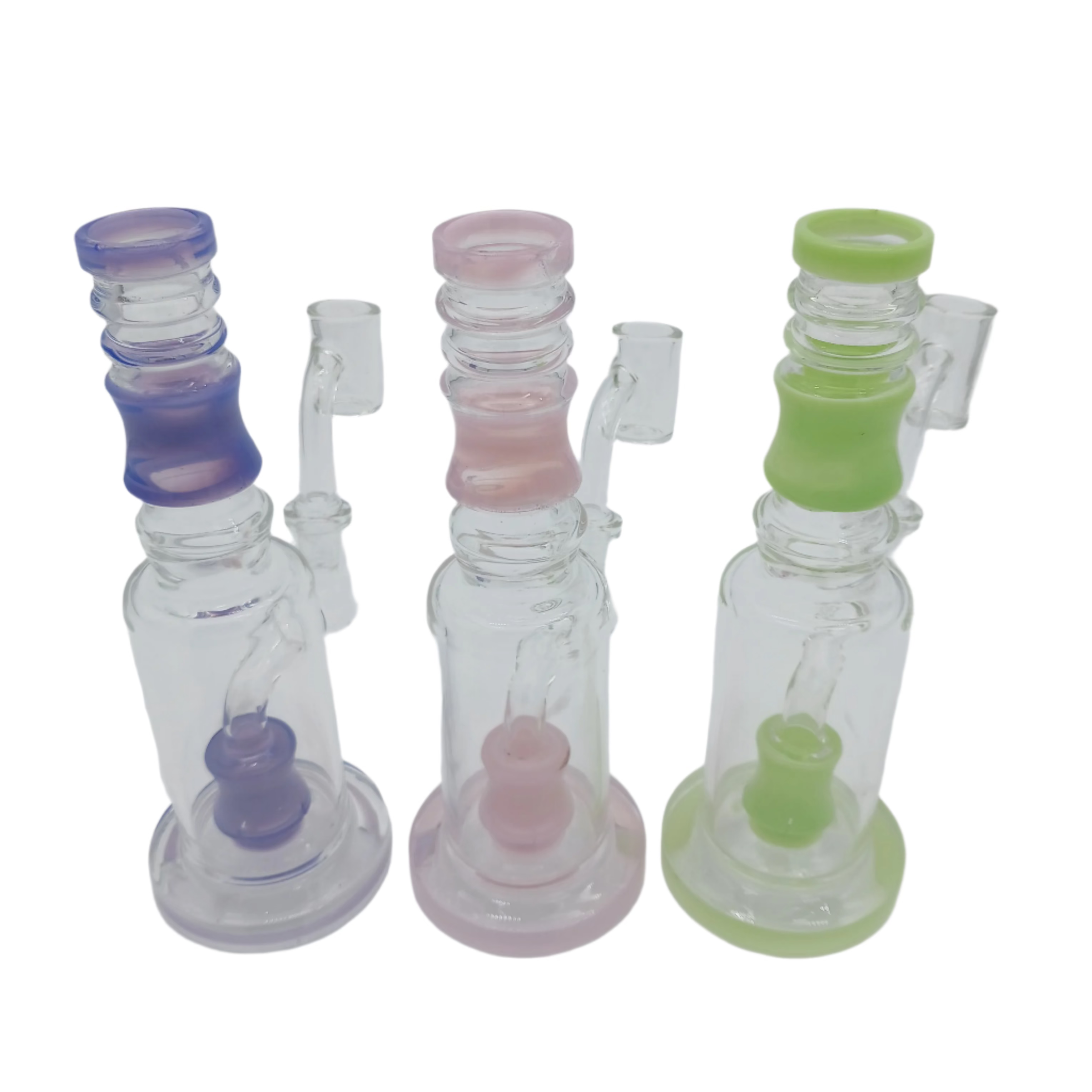 8'' Flat Bottom Design Percolator Water Pipe With 14 MM Male Banger